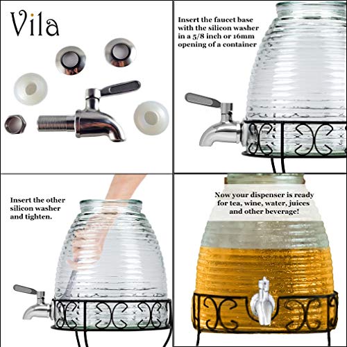 Vila Beverage Dispenser Replacement Spigot, Stainless Steel No-Rust Spout, BPA Free, Installation under 10-Minutes, Excellent Continuous Flow, Sturdy, Stylish Alternative for Flimsy Plastic Taps