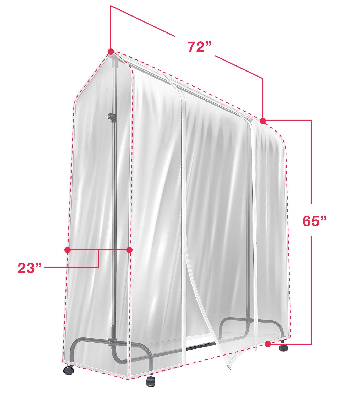Sorbus Garment Rack Cover - 6 Ft Transparent Clothes Rail Cover, Garment Coat Hanger Protector Clothing Storage for Dresses, Suits, Coats, and more