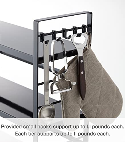 Yamazaki Home Sturdy, Standing Stovetop Kitchen Rack/Spice Shelves | Steel | Countertop Shelf, One Size, Black