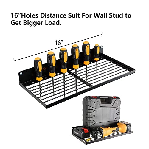 UU-Major Power Tool Organizer With Charging Station,Drill Holder Wall Mount,Garage Storage Shelves for Organization and Storage,Heavy Duty Pegboard Wall Organizer Set Solid Metal Black 2 pack 4 set