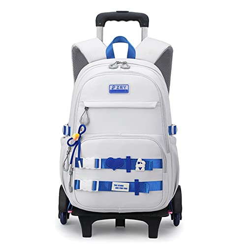 ZHANAO Girls Rolling Backpack Wheeled Backpack for Boys Trolley School Bags Kids Luggage Roller Backpack with 6 Wheels