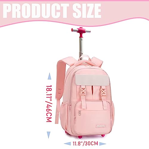 ZBAOGTW Rolling Backpack for Girls Backpack with Wheels Wheeled Backpack Set Trolly Roller Bookbag Kids Luggage for Elementary Preschool