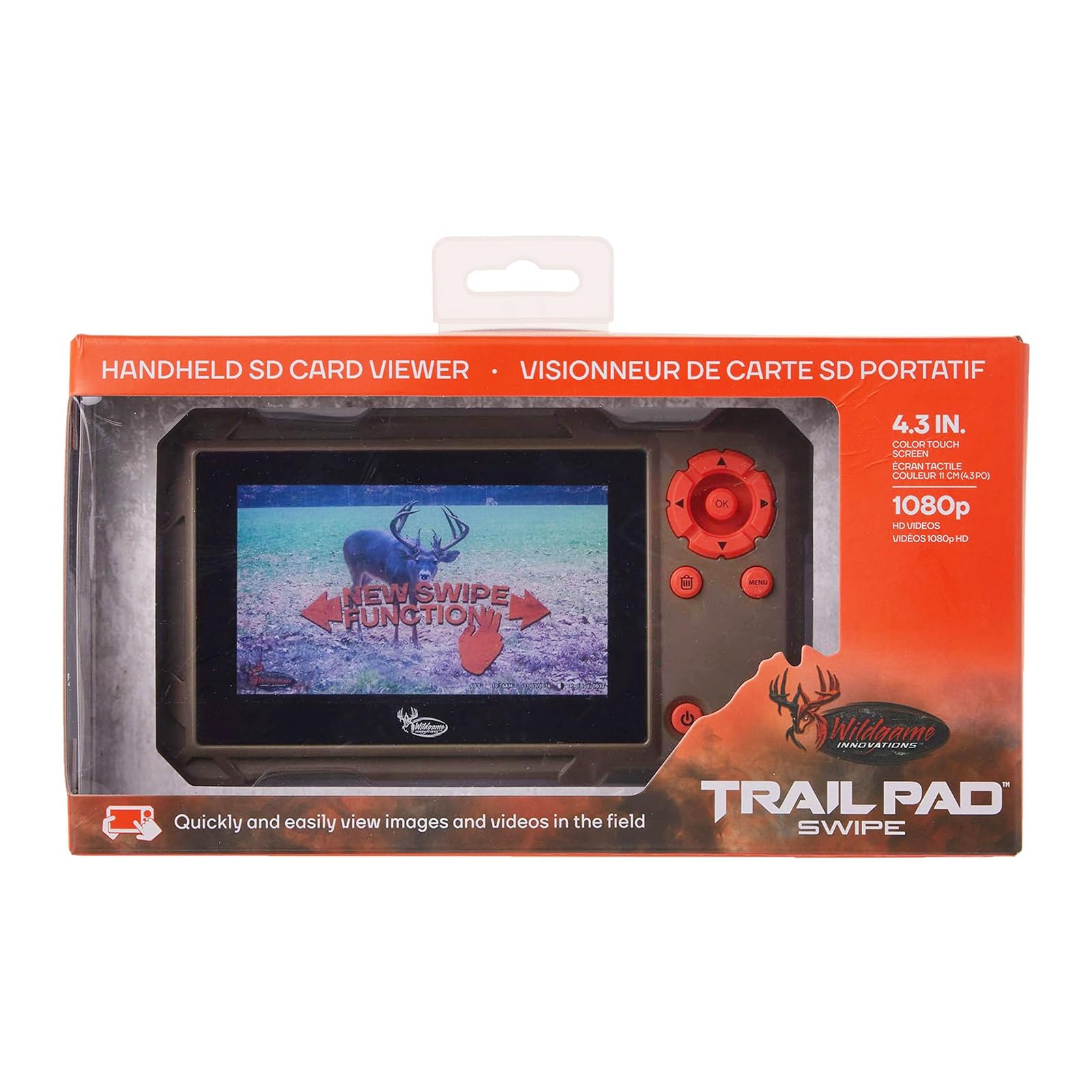 WILDGAME INNOVATIONS Trail Pad Swipe | VU60 SD Card Viewer for Hunting & Wildlife Observation | Compact Water-Resistant Memory Card Reader with 4.3" Touch Screen, Dark Green