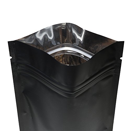 QQ Studio 100PCS Matte Double-Sided Colored Stand-Up Resealable QuickQlick™ Bags (8.5x13cm (3.3x5.1"), Black)