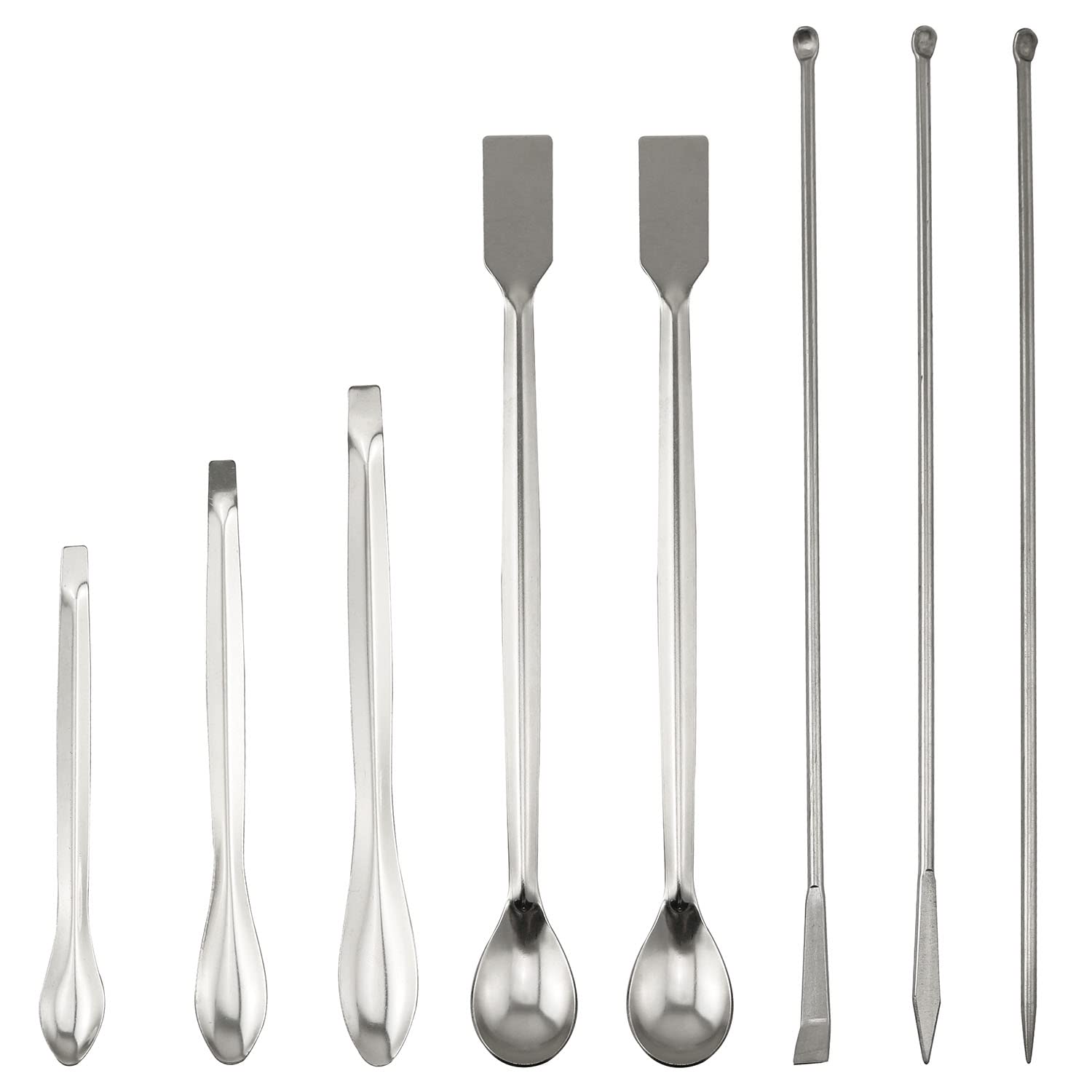 Lab Spatula ZRM&E 1Set/8PCS Stainless Steel Reagent Laboratory Mixing Spatula, Micro Scoop, Sampling Spoon,Lab Scoop
