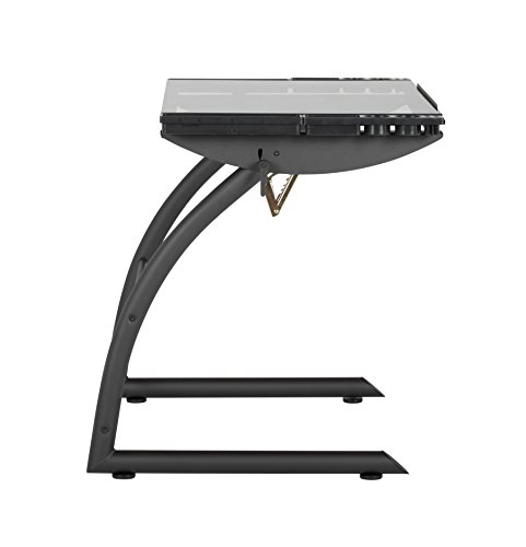 SD STUDIO DESIGNS Triflex Drawing Table, Sit to Stand Up Adjustable Office Home Computer Desk, 35.25" W X 23.5" D, Charcoal Black/Clear Glass