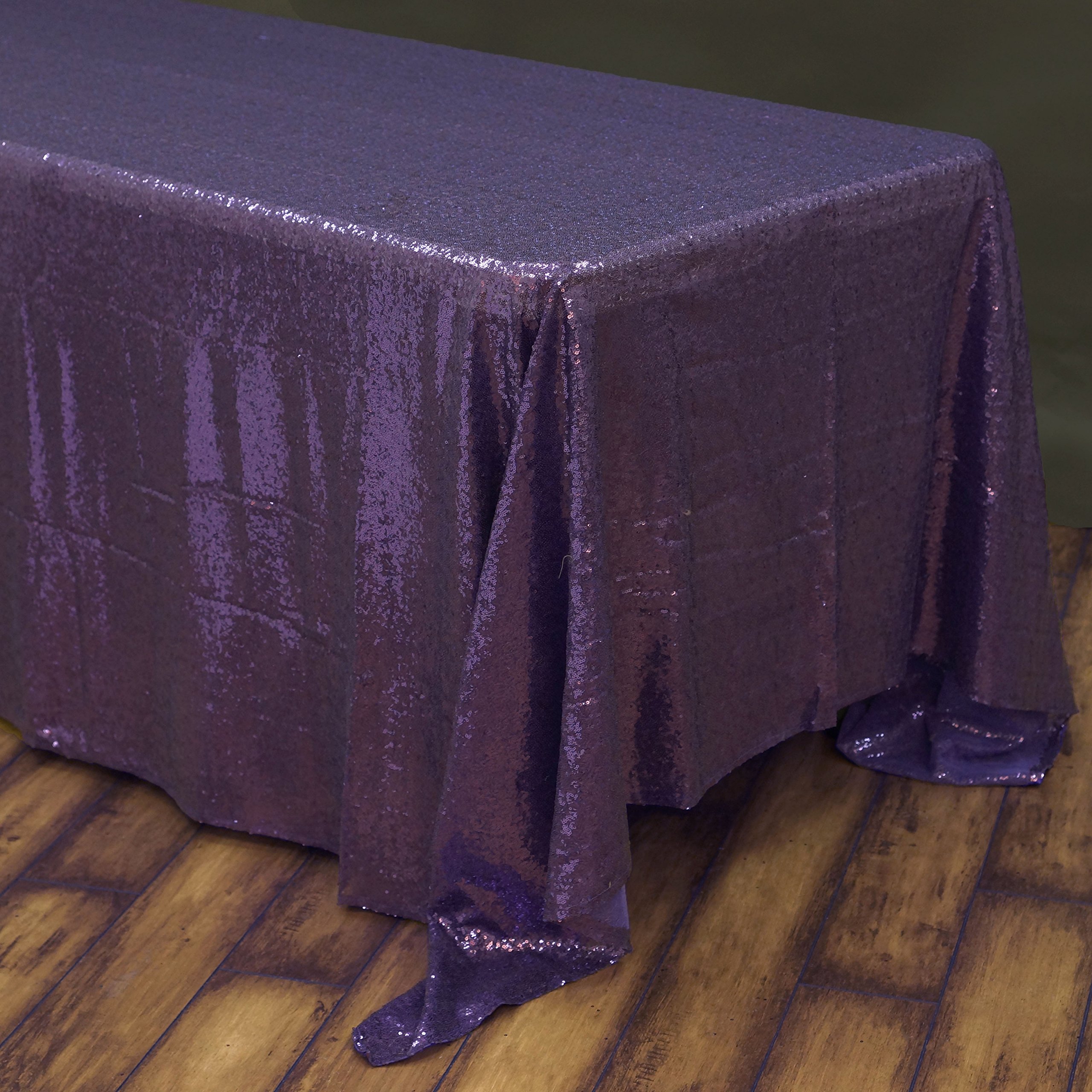 Tableclothsfactory Luxury Collection Duchess Sequin Rectangle Tablecloth 90 x 156 - Purple