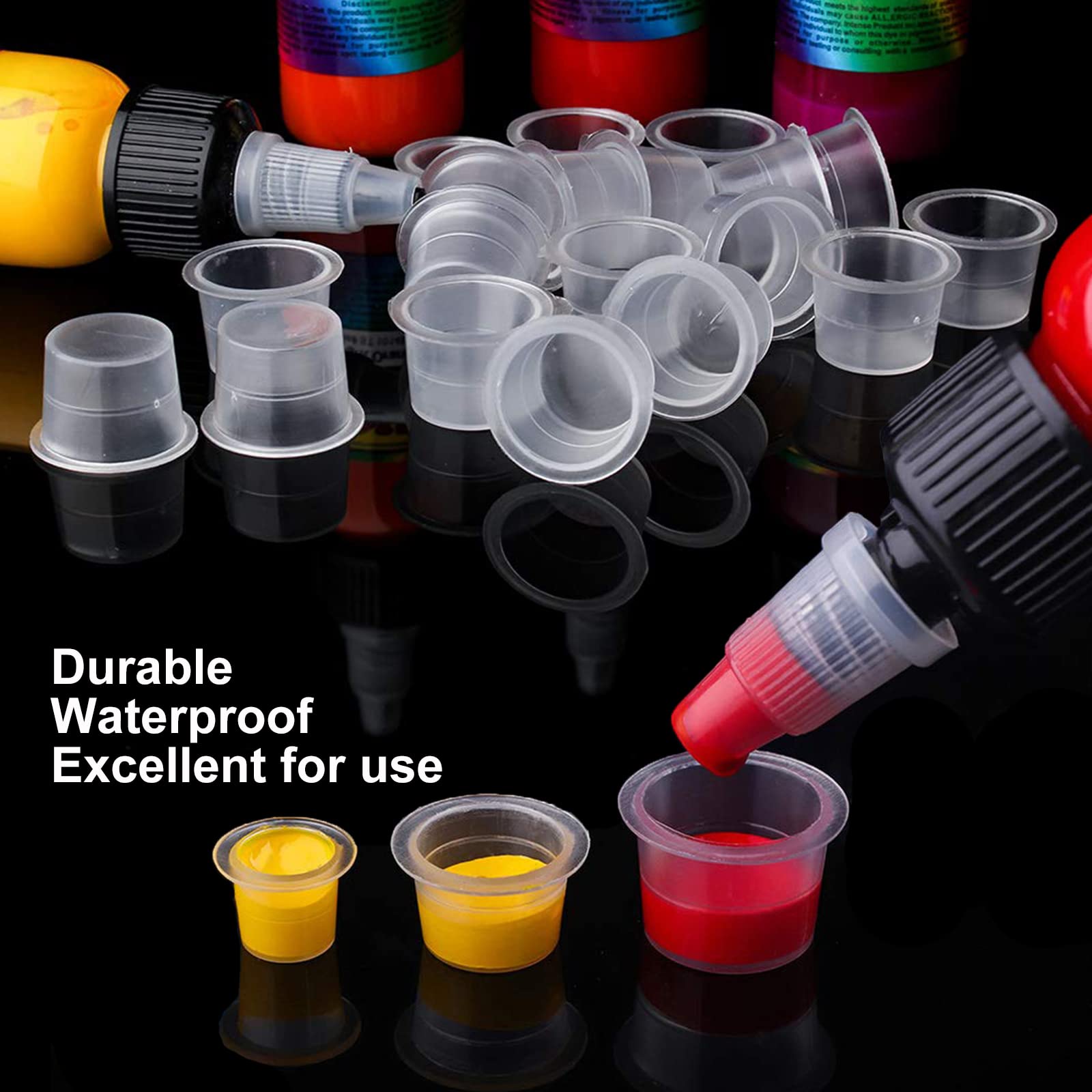 Yuelong 1000pcs Tattoo Ink Caps Cups 13MM Medium Disposable Pigment Cups Caps Plastic Microblading Ink Cups for Tattoo Ink Supplies