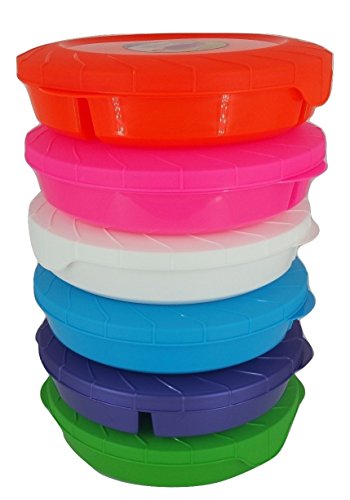 Set of 6 Microwave Food Storage Container, 3 Compartment Divided, Bright Colors BPA Free