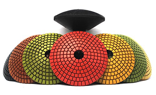 Z-LION 4 Inch Diamond Convex Polishing Pad with 5/8"-11 Thread Backer Pad Convex Disc for Marble Granite