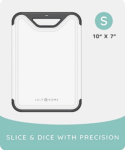 Serveware Accessories for Kitchen, Plastic Cutting Board, Dishwasher Safe Cutting Board with Juice Grooves, Thick Chopping Board for Meat, Veggies, Fruits, Easy Grip Handle, Non-Slip (Black, 10" x 7")