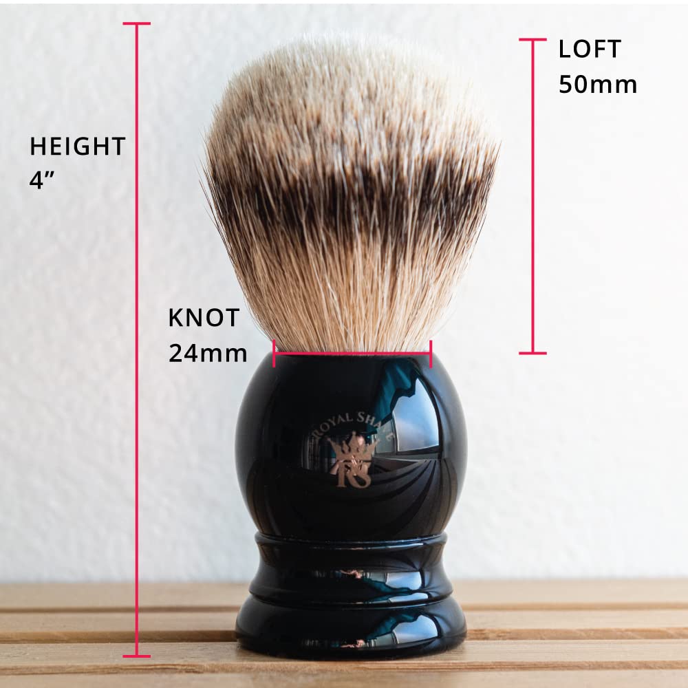 ROYAL SHAVE PB9 Silvertip Badger Shaving Brush β Classic Wet Shaving Brush (Black)