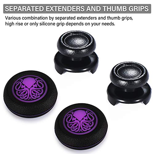 Playrealm FPS Thumbstick Extender & Printing Rubber Silicone Grip Cover 2 Sets for PS5 Dualsenese & PS4 Controller (Cthulhu Secret)