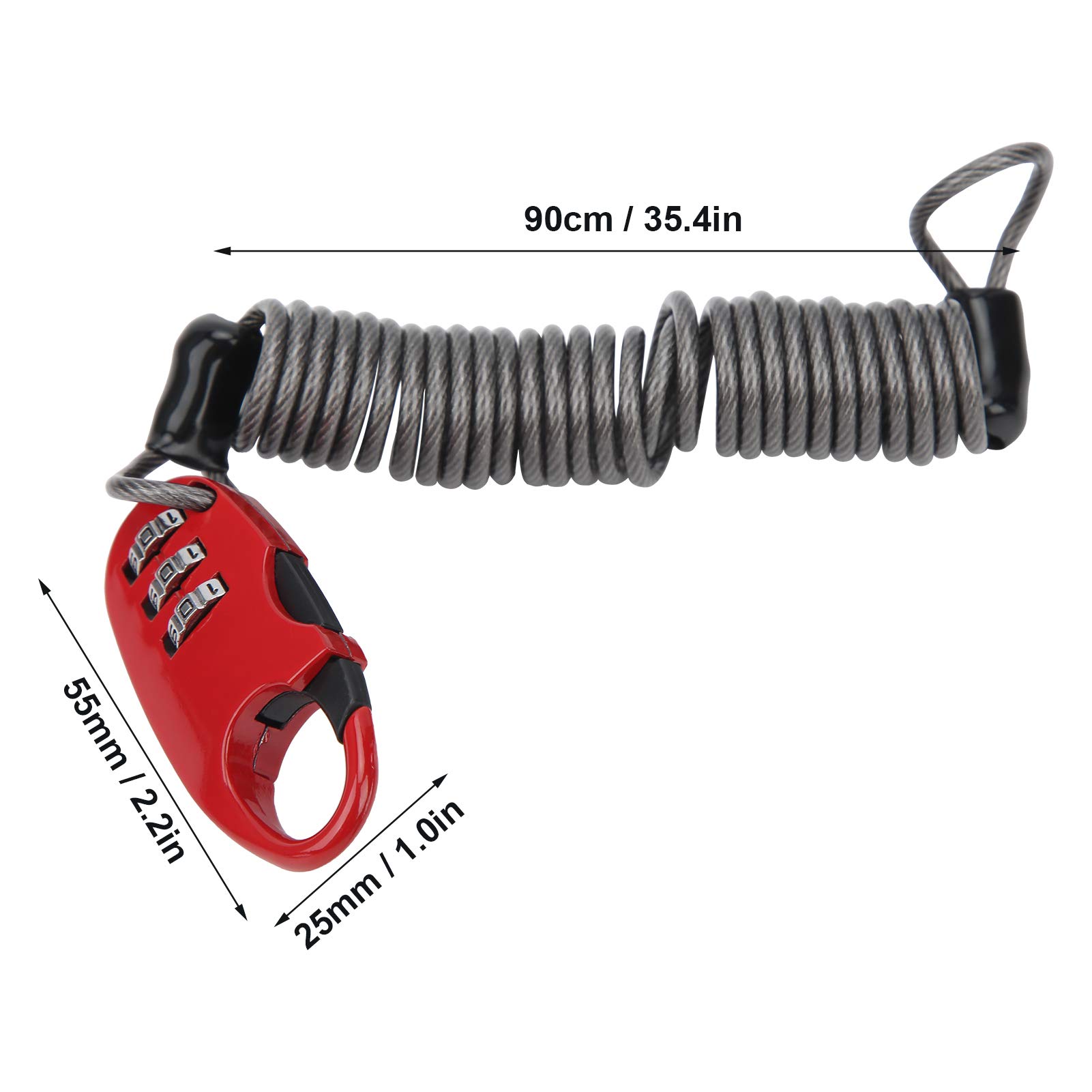 Bicycle Helmet Lock, to Wear and Bike Cable Lock for Outdoors for Home(red)
