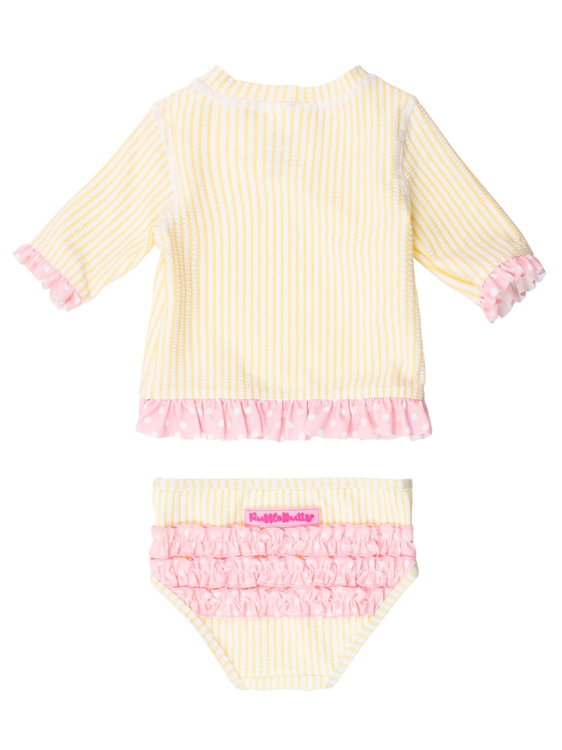 Red Polka Dot Ruffled Rash Guard Bikini - 3T