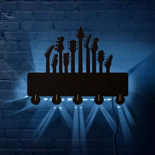 The Geeky Days Guitar Design Home Decor Wall Art Wall Hook Bedroom Decor Hanger Music Instrument Coat Bags Clothes Hook Keys Holder Towel Hooks for Music Lover Gift