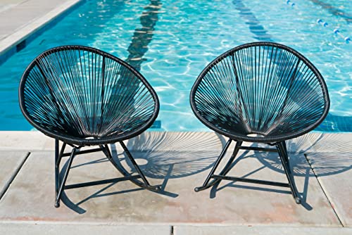 XBrand Hammock Weave Rocking Patio Chair, Black