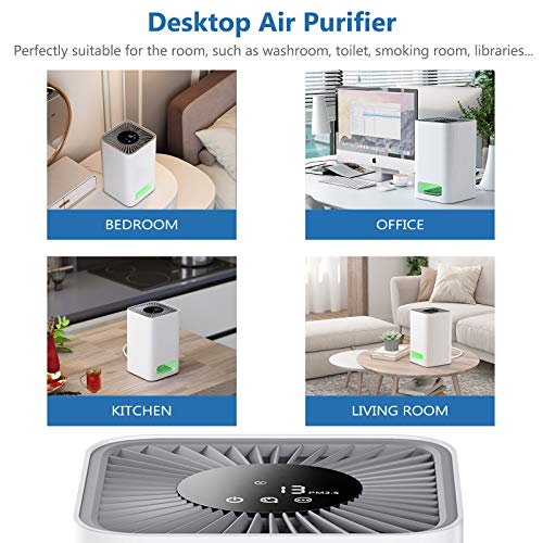 ZHENGXOO Small Air Purifiers with True HEPA Filter For Home Cover Up To 370 sq.ft, CADR:120 with air quality monitoring function to automatically adjust, Model:AM-160 (White)