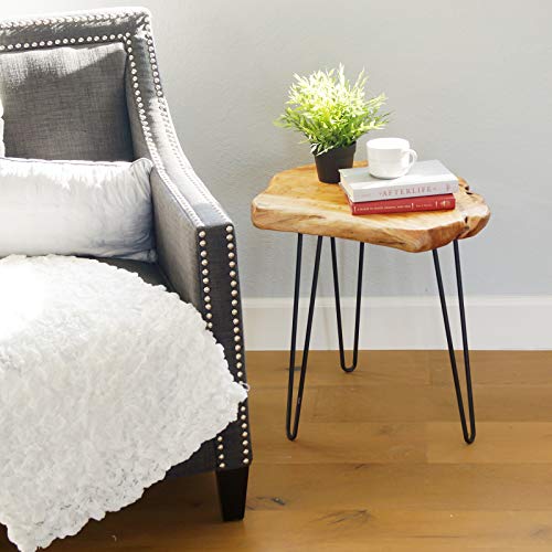 WELLAND Natural Edge End Table, Wood Side Table, Nightstand, Plant Stand 20.5" Tall,Unique Desktop