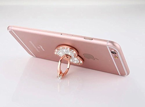 Universal Phone Ring Bracket Holder,UCLL Love Heart Diamond Shape Finger Grip Stand Holder Ring Car Mount Phone Ring Grip Smartphone Ring Stent Tablet Rose Gold
