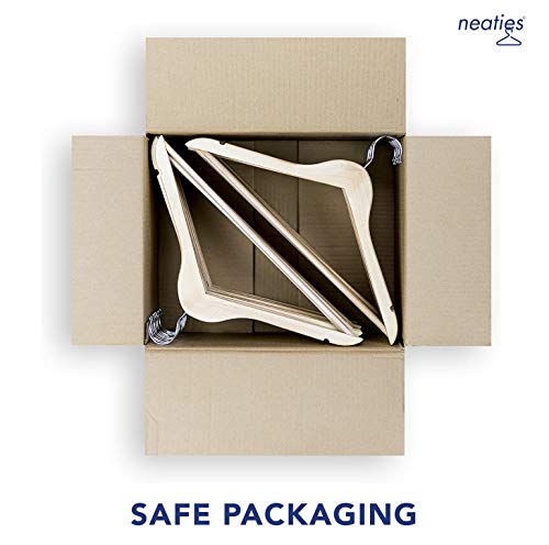 Neaties Natural Wood Hangers | Natural Finish | with 360° Degree Swivel Hook & Smooth Cut Notches | 24 Pack