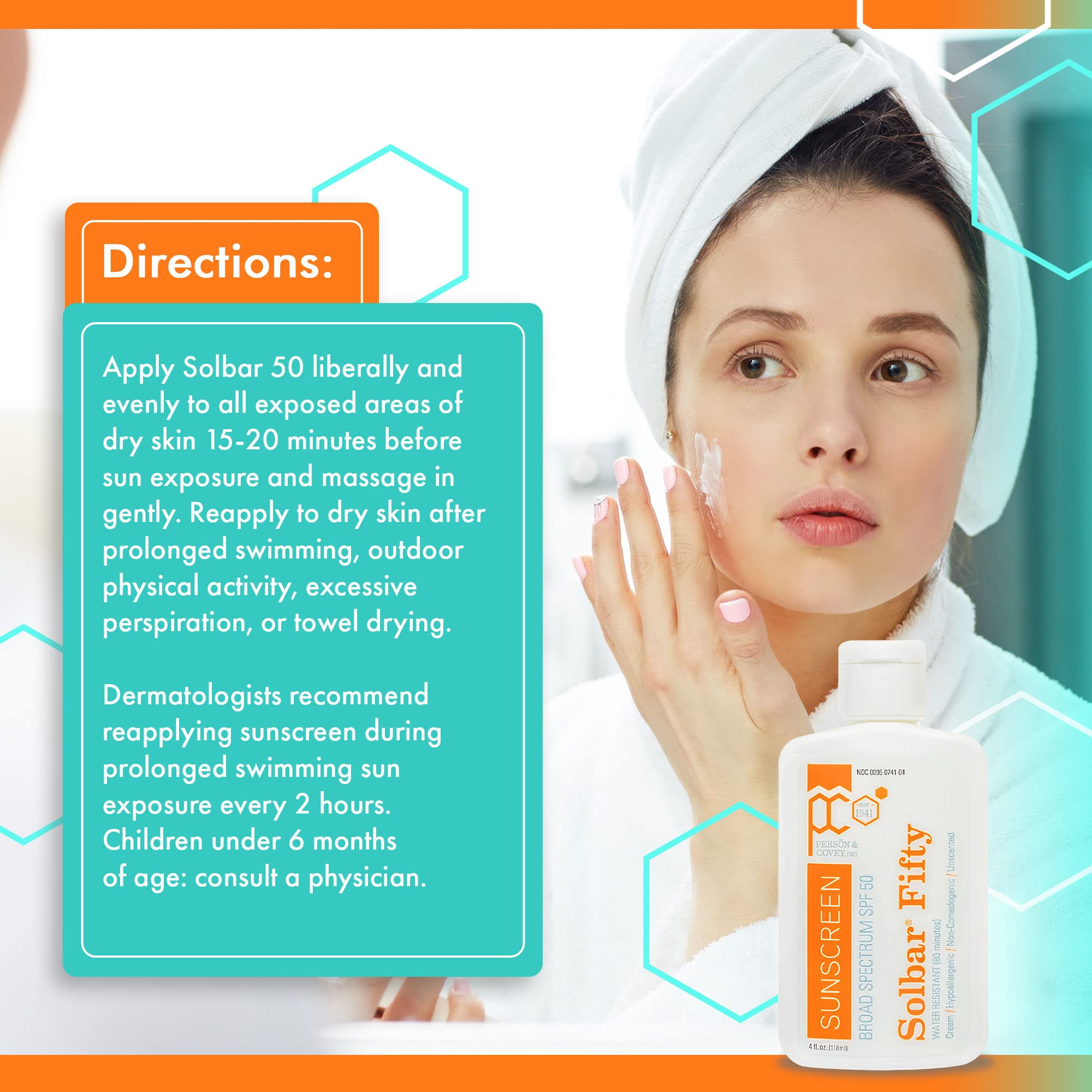 Person & Covey SPF 50 Sunscreen Face & Body Sun Cream - Solbar Fifty Body & Face Sunscreen SPF 50 Broad Spectrum Sunscreen - Water-Resistant Sun Cream, Sun Screen Protector for Face & Body - 4 Fl. Oz.
