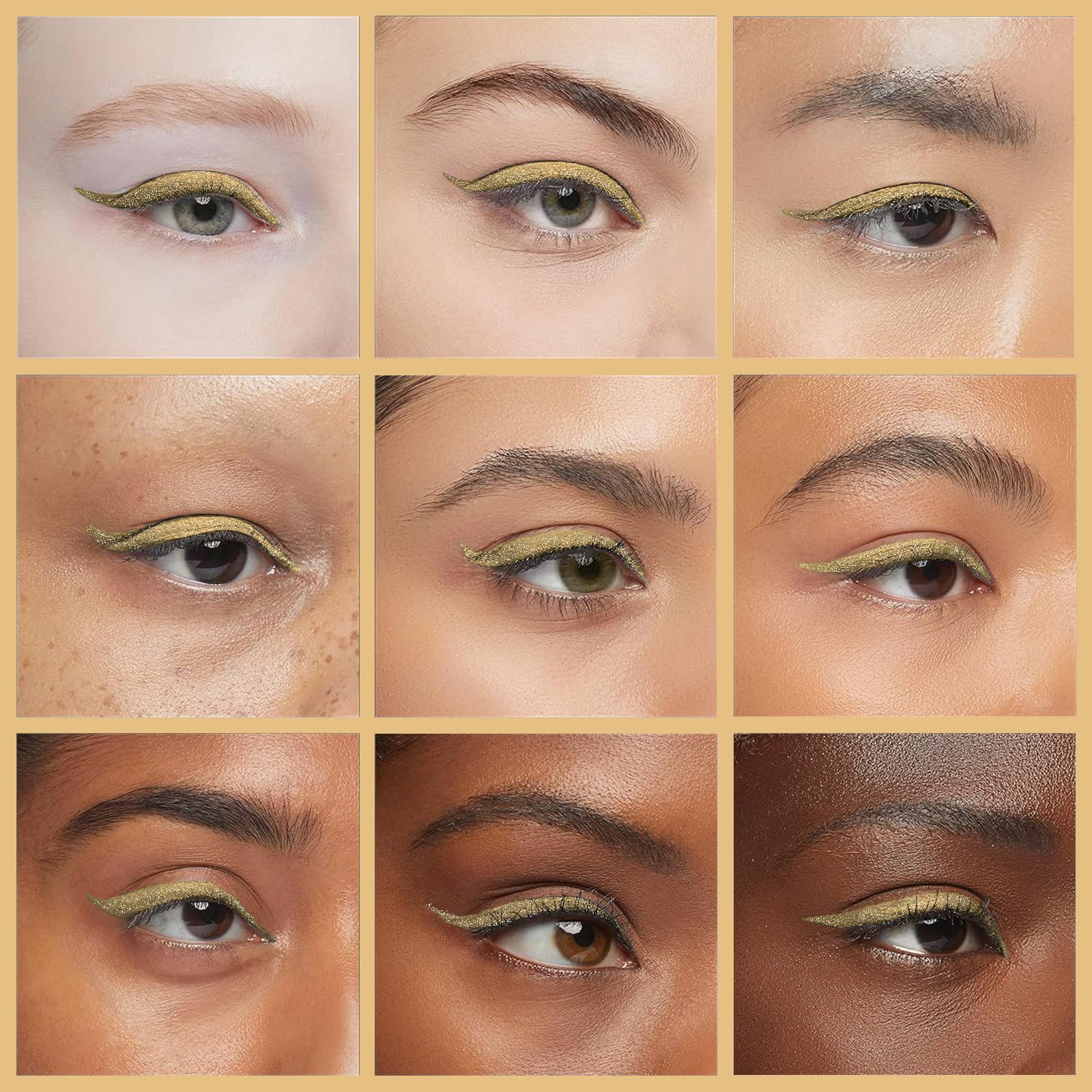 Docolor Waterproof Eyeliner Pen Super Slim Liquid Eyeliner Eye Liner Gel (Gold)
