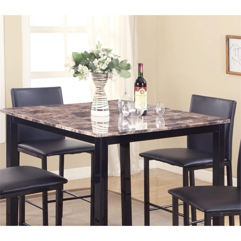 Roundhill Furniture Citico Metal Counter Height Dining Table with Laminated Faux Marble Top