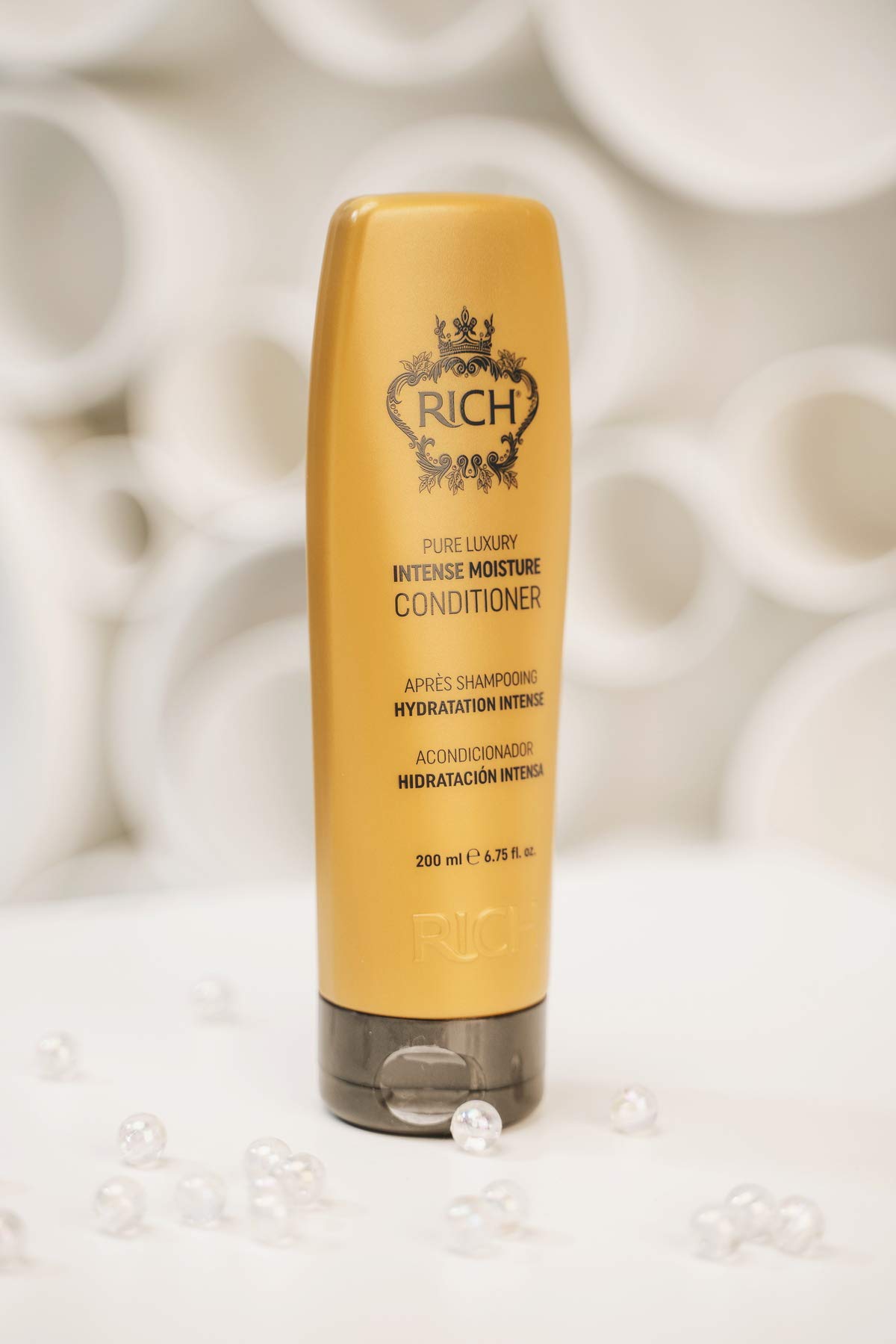 RICH Pure Luxury Intense Moisture Conditioner for Damaged & Dry Hair - Moisturizing & Smoothing, Anti-frizz, Prevents Split Ends - Marula Oil & Cherry Blossom Extract - 6.75 oz