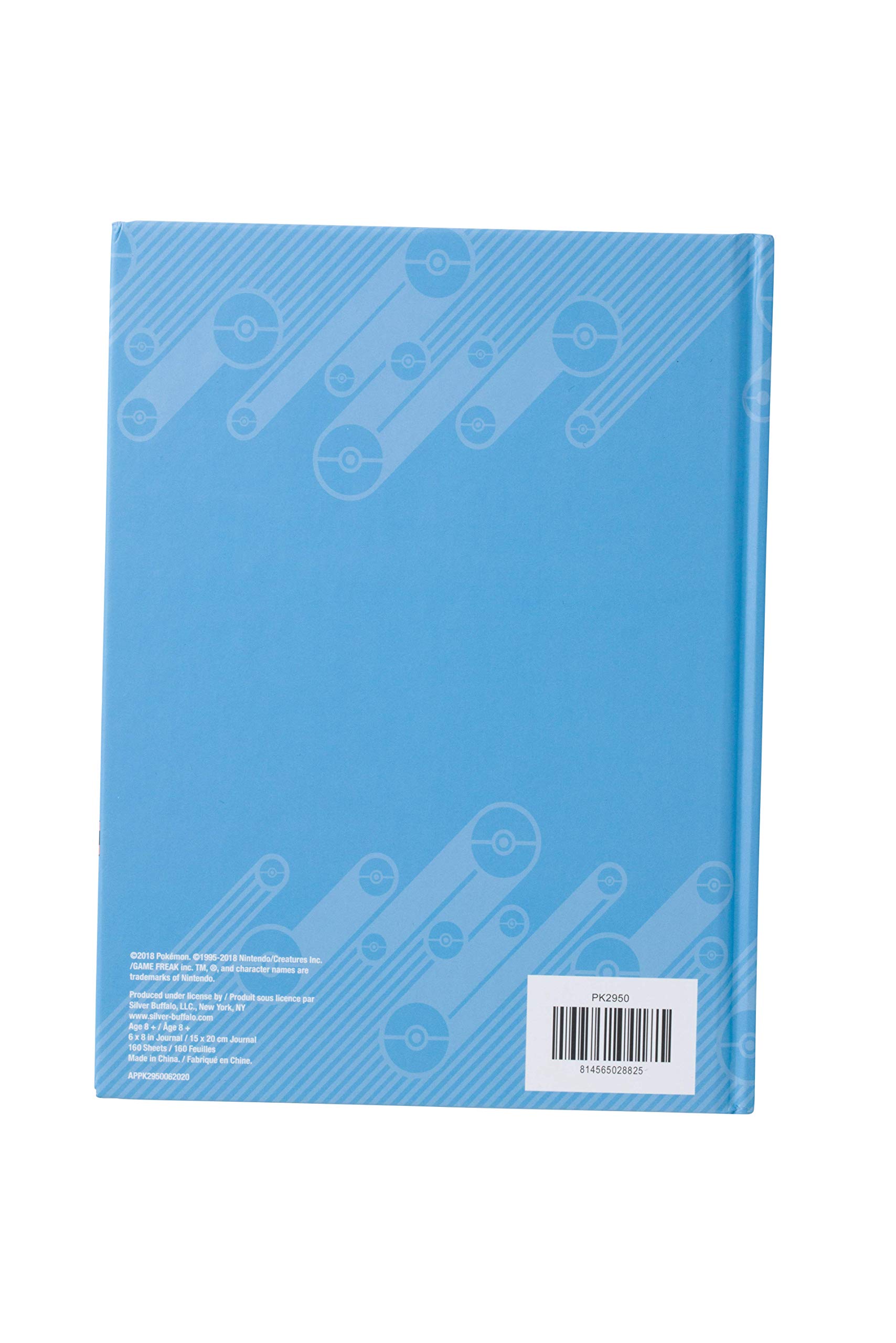 Silver Buffalo Pokémon Eevee & Pikachu Hard Cover Journal Notebook with Ribbon Book Mark, 6 x 8 inches, Blue