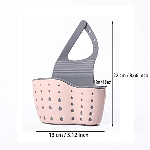 MOTZU Kitchen Sink Shelf Hanging Sponge Drainboard Storage Baskets,Adjustable Snap Sink Faucet Housing Cradle Kitchen Shelving Rack Drain Sponges(Beige)