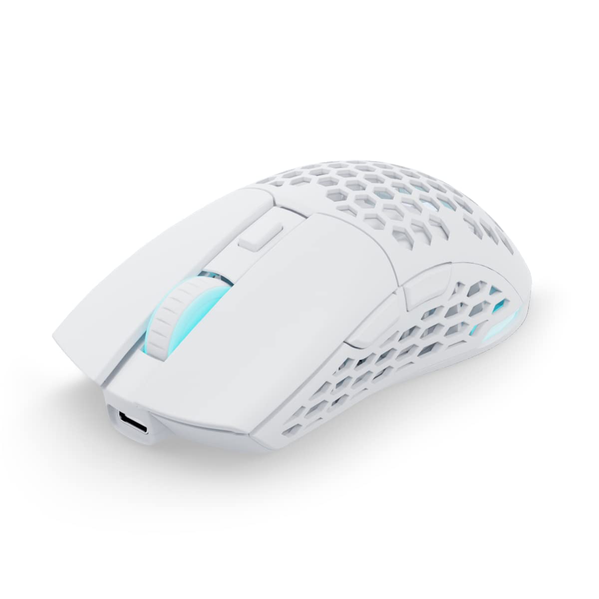 PWNAGE Ultra Custom Symm 2 Wireless Gaming Mouse - Flawless Pro Grade 3370 Optical Sensor- Flexible Paracord Cable - 100% PTFE Skates (Honeycomb Sides, White)