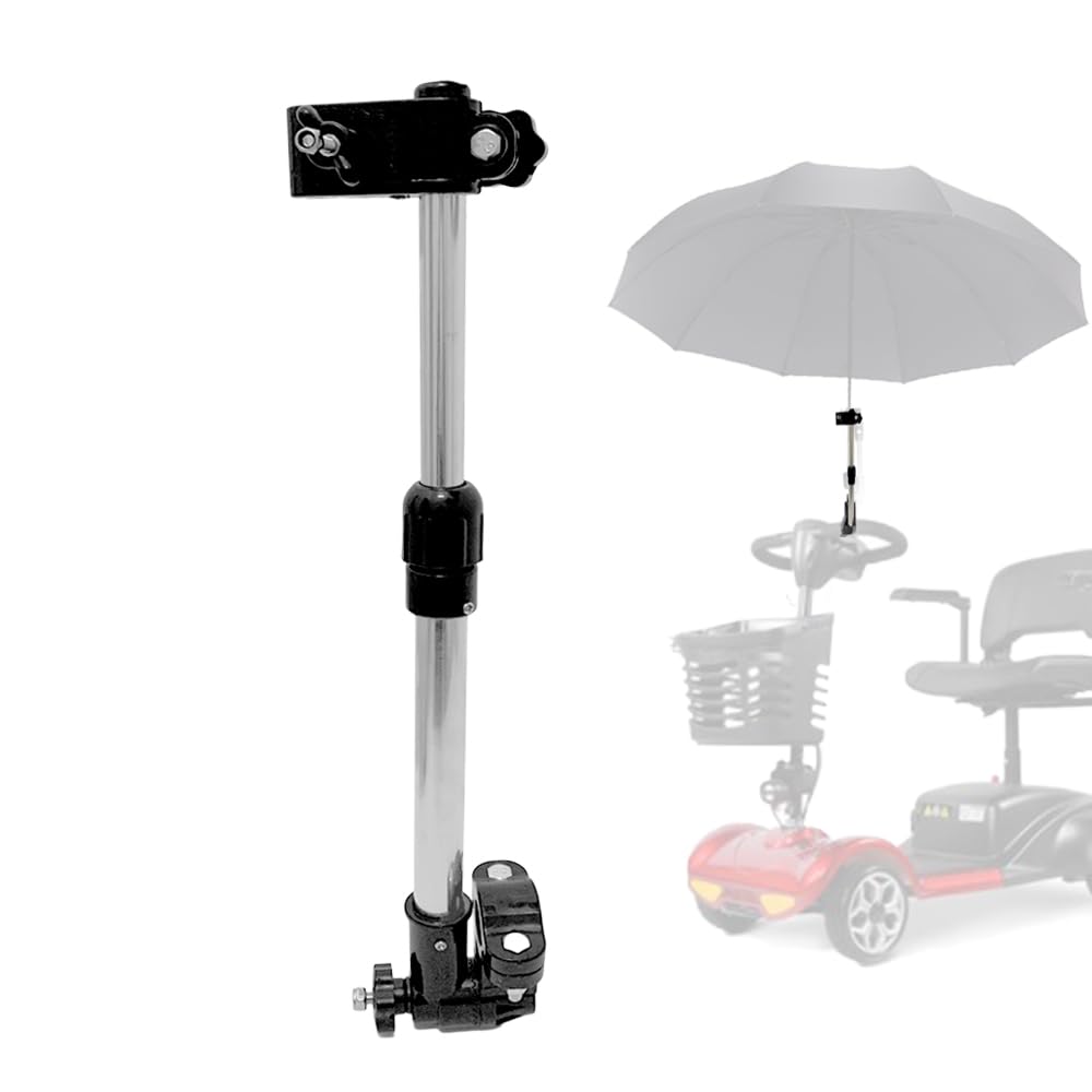 Umbrella Holder for Elderly Mobility Scooter, Wheelchair Grip Mount Stand Adjustable Stretch Bracket Accessories, Fits for 0.78"-1.2" Handlebar