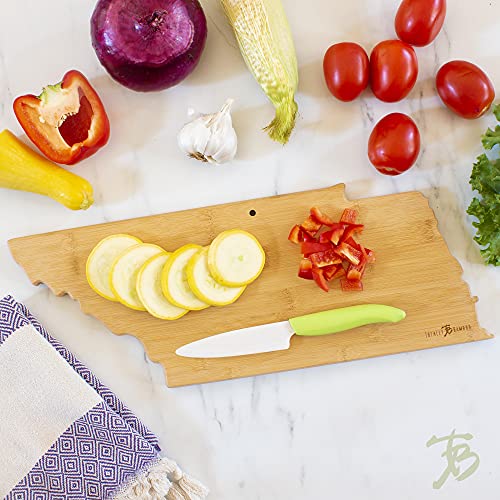 Totally Bamboo Destination Tennessee State Shaped Serving and Cutting Board, Includes Hang Tie for Wall Display