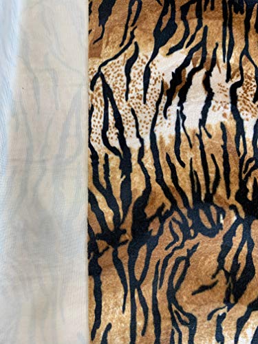 Velboa Wave Print Tiger Fabric, 60 Inch, by The Yard (Gold)