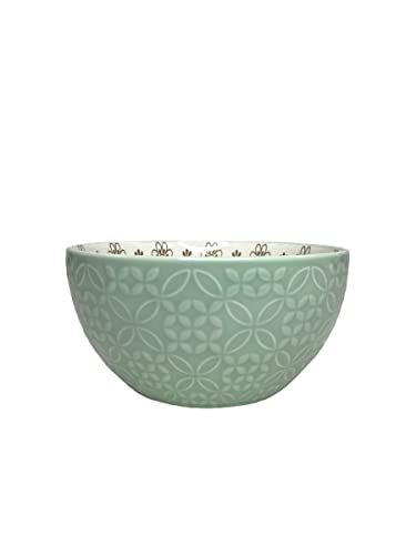Signature Housewares 28 oz Pad Print PP7 Assorted 6" Bowls (Set of 4), Multicolor