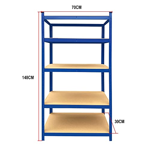YouseaHome Heavy Duty Wide Size Garage Shelving Storage Shelves, 5-Tier Adjustable Metal Shelving Unit Utility Rack Shelves Multipurpose Shelf, Warehouse Basement,Blue,148H x 70W x 30D