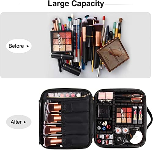 Travel Makeup Case,Chomeiu- Professional Cosmetic Makeup Bag Organizer Makeup Boxes With Compartments Neceser De Maquillaje(Black-M)