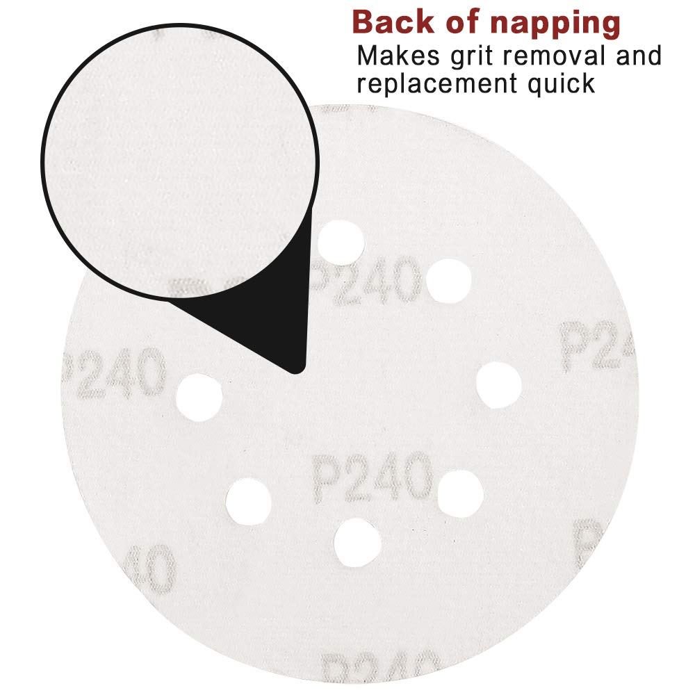 Sanding Discs, VERONES 180 PACK 5 inch 8 Holes Hook and Loop Adhesive Sanding Discs Sandpaper 10 grades Include 60 80 100 120 150 180 240 320 400 600 Grits for Random Orbital Sander