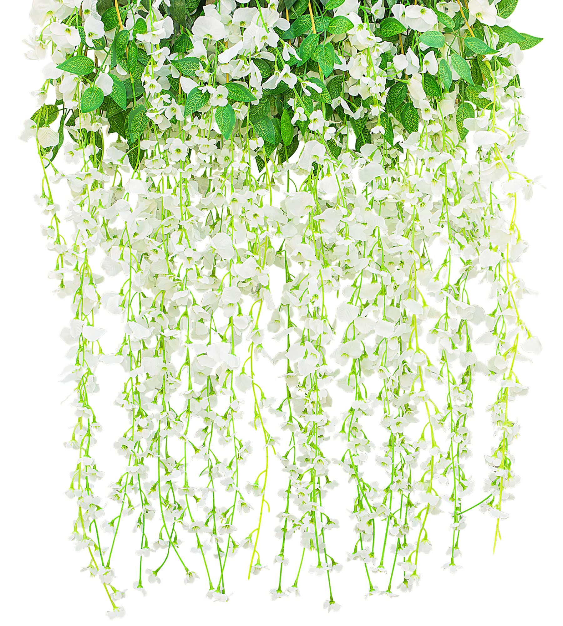 TINGE TIME Wisteria Artificial Flowers Garland, 12Pcs Artificial Wisteria Vine Silk Hanging Flower for Home Garden Outdoor Ceremony Wedding Arch Floral Decor