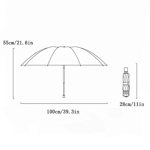 YAMHOHO Lightweight and sturdy umbrella windproof folding men and women clear rain dual-use vinyl sun umbrella sunscreen UV protection sunshade double travel umbrella (UV-Black)