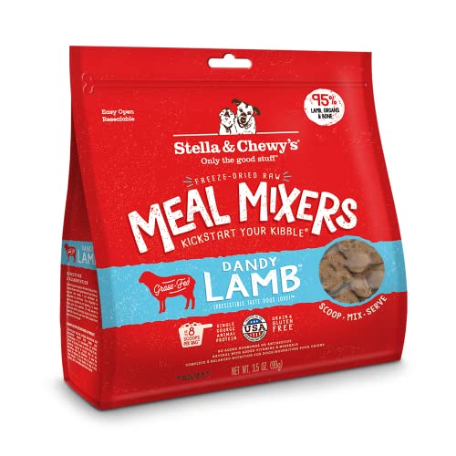 Stella & Chewy’s Freeze Dried Raw Dandy Lamb Meal Mixer – Dog Food Topper for Small & Large Breeds – Grain Free, Protein Rich Recipe – 3.5 oz Bag