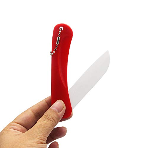 YAODHAOD Folding Knife,Folding Vegetable Fruit Ceramic Knife Handy Perfect for Picnics,Camping - 5 colors optional (Red)
