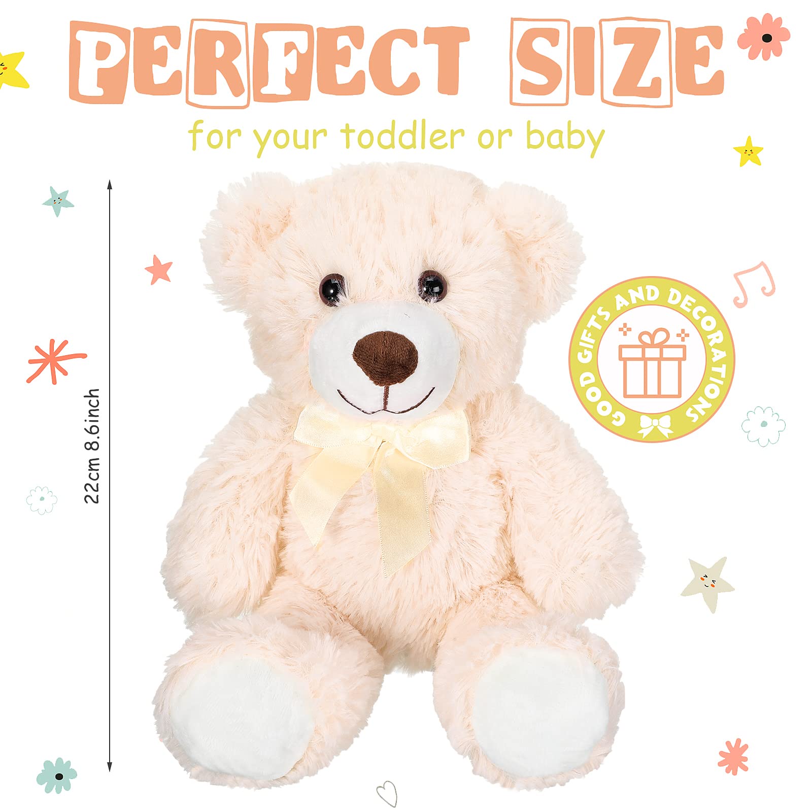 Zomiboo 7 Packs 14 Inch Plush Bear Stuffed Animals Plush Valentine Day Gift Soft Cute Stuffed Dolls Birthday Party Decorations(Cute Colors)