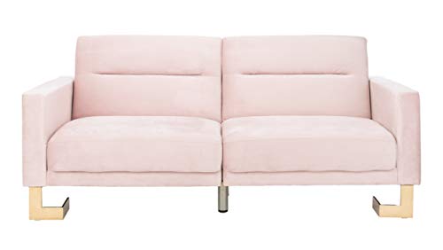 Safavieh Home Tribeca Glam Blush Velvet and Brass Foldable Sofa Bed