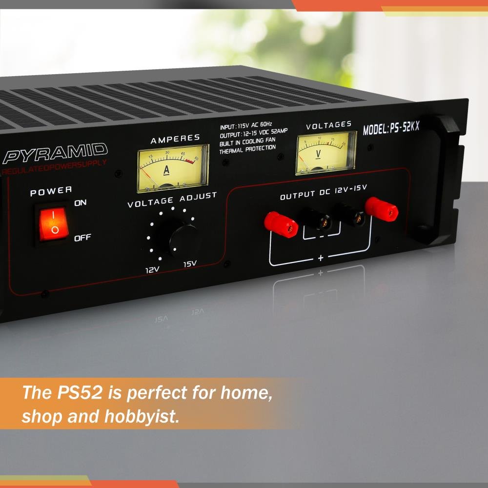 PYRAMID PS52KX 46 Amp Power Supply with Built-In Cooling Fan, 21.18, 7.95