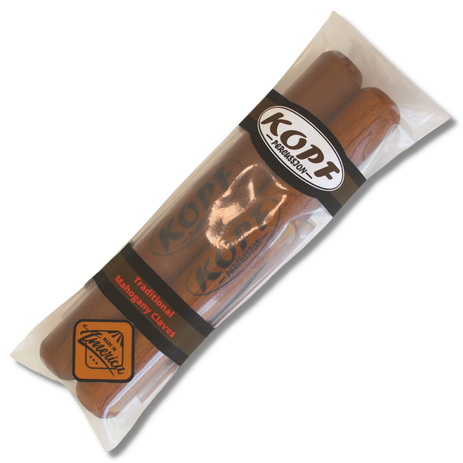 Professional Mahogany Wood Claves Musical Instrument | Set of 2 claves, size 8" X 1" | Smooth Finish | Solid Hardwood Percussion Instrument | Warm Musical Tone | Handmade in USA by Kopf Percussion