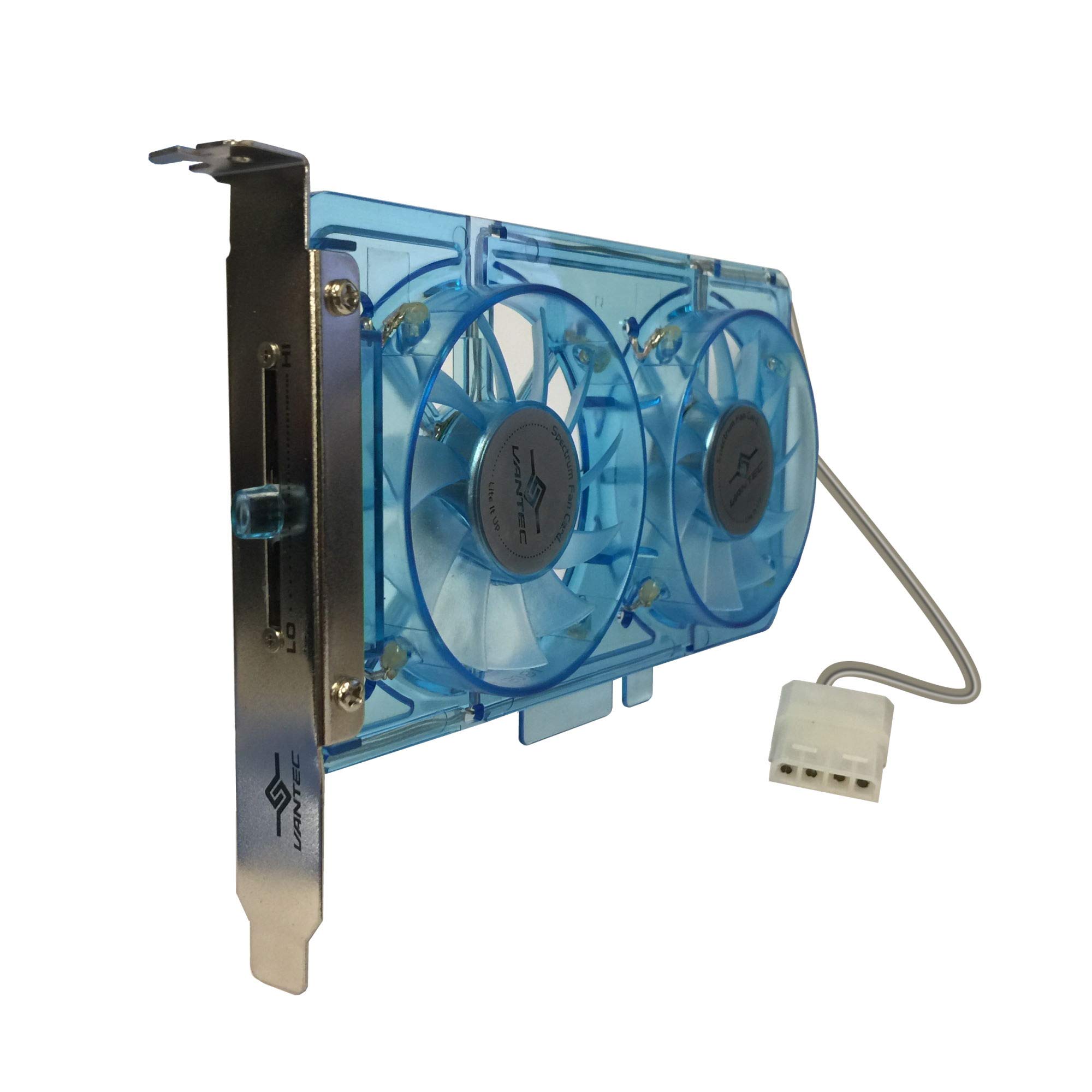 Vantec SP-FC70-BL Spectrum System Fan Card with Dual Adjustable 70mm UV LED Fans (Blue), 195x92x20mm