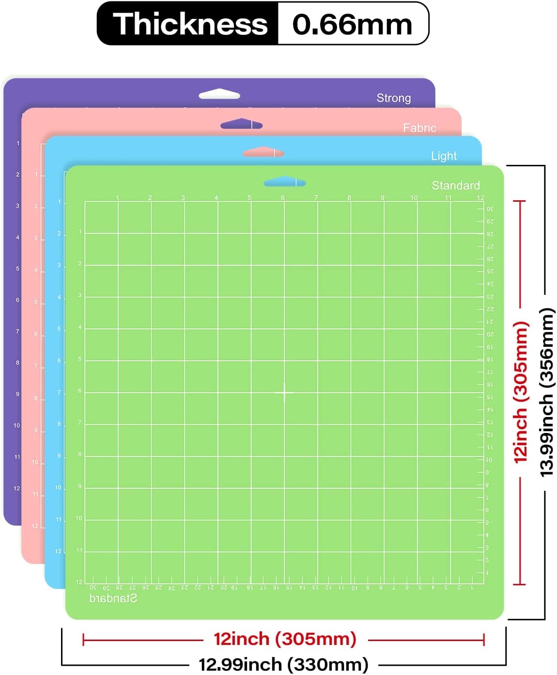 Gwybkq Cutting Mat for Cricut Maker 3/Maker/Explore 3/Air 2/Air/One 4 Pack 12x12 VarietyGrip Cut Replacement Accessories Green/Blue/Purple/Pink Card Adhesive Sticky Pads