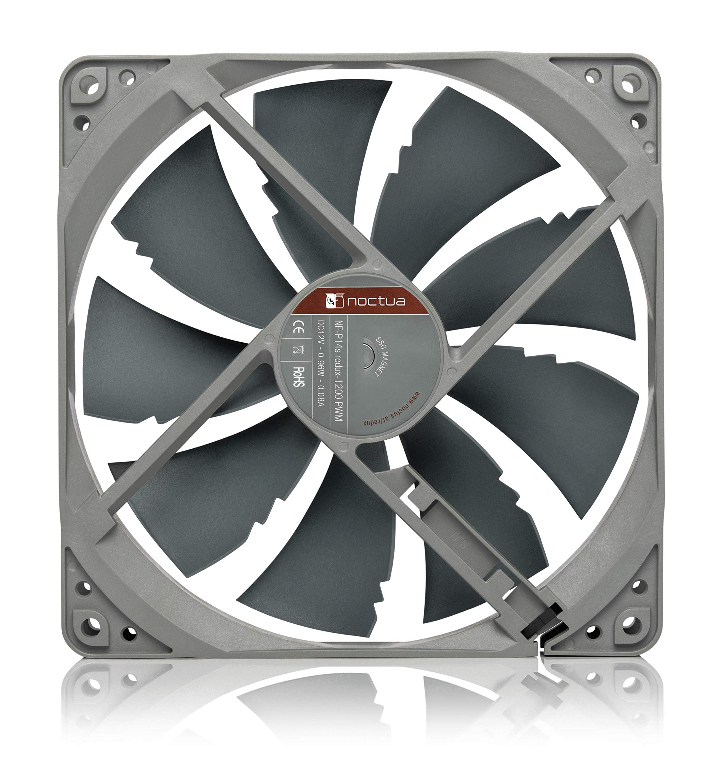 Noctua NF-P14s redux-1200 PWM, Quiet Fan, 4-Pin, 1200 RPM (140mm, Grey)